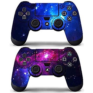 Decal Moments 2 Pack Controllers Skin Decal Stickers Compatible with Regular PS4 Controller Remote Purple Galaxy Space