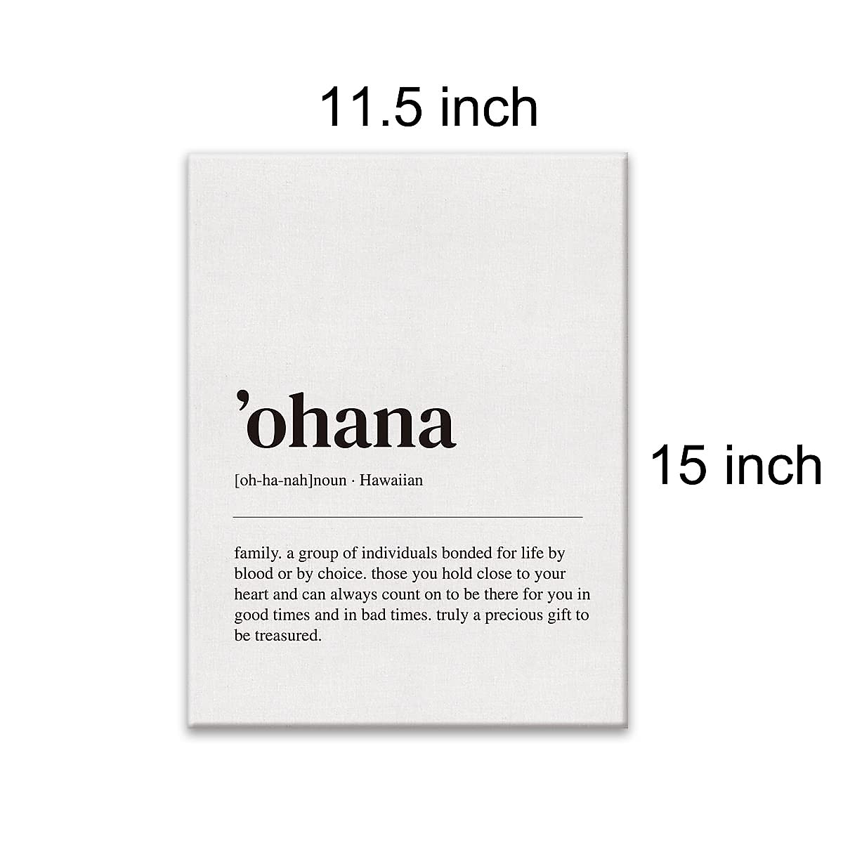 ‘Ohana Definition Family Canvas Wall Art Poster Print Gift, Ohana Quote Family Definition Painting Ready to Hang Home Decor (11.5" x 15")
