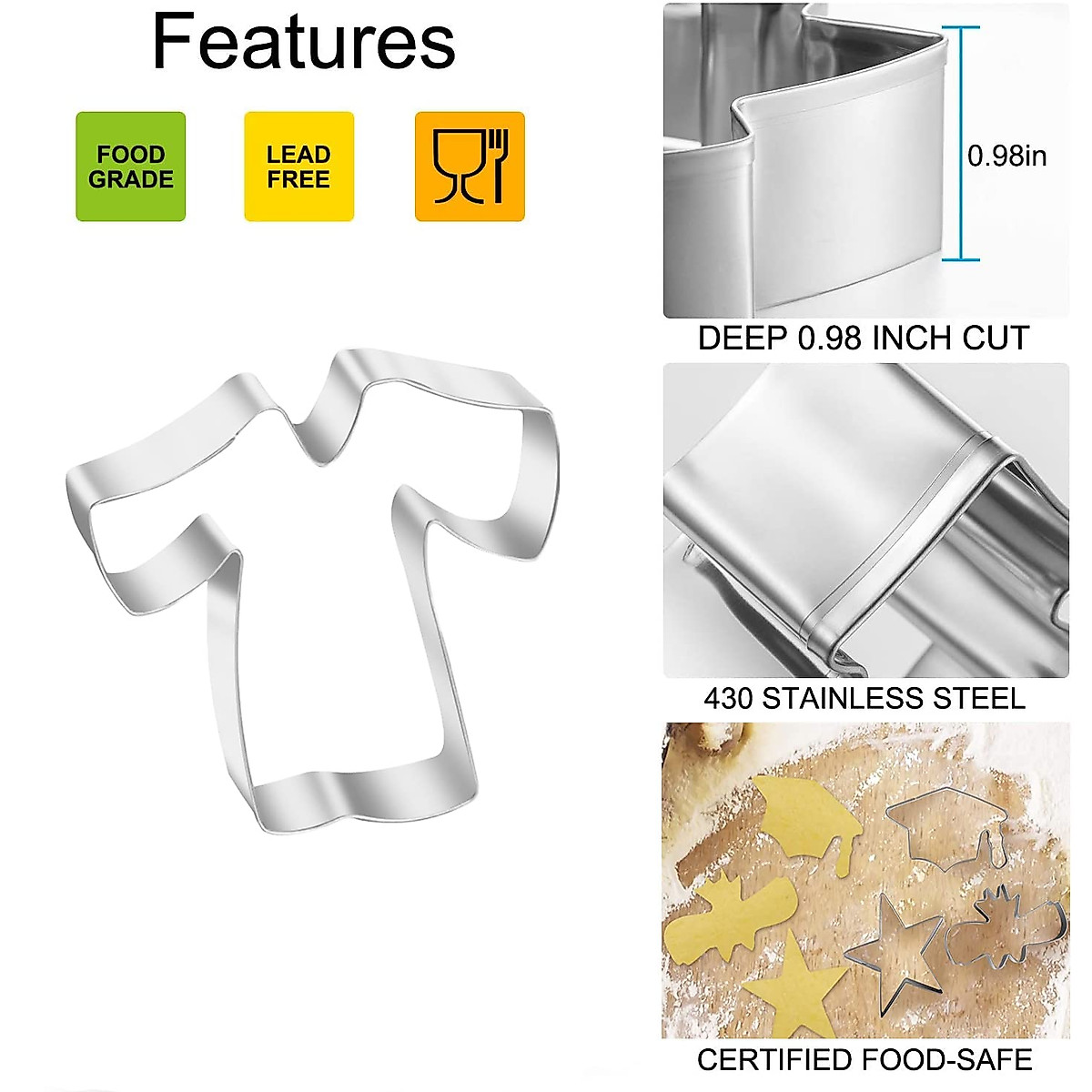 3 Pieces Graduation Cookie Cutters 2024, Stainless Steel Molds Cap, Diploma,Graduation Gown Shapes for High School College Graduation Party