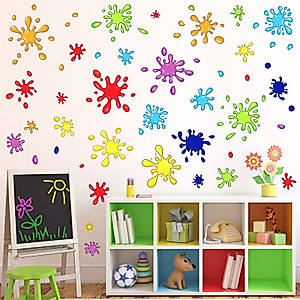 Colorful Wall Decals Color Paint Wall Stickers Watercolor Paint Splash Shape Wall Decals Fabric Splatter Splotches Peel and Stick Wall Stickers Kids Wall Stickers for Classroom Playroom