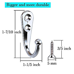 Sunmns 24 Pieces Coat Hooks Single Wall Mounted Robe Hook Hanger with 50 Pieces Screws (Silvery)