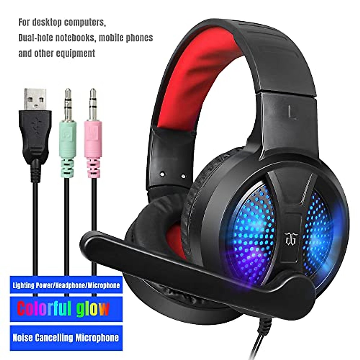 Gaming Keyboard and Mouse,Headphones,Mouse pad，All in One Combo for PC Gamers and Xbox and PS4 Users