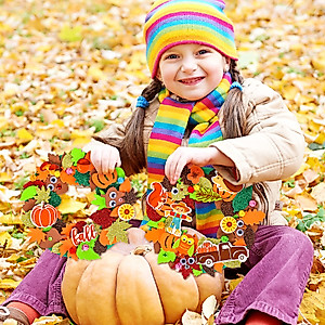 Whaline 12 Kits Fall Leaf Wreath Craft Kits Glitter Thanksgiving 3D Foam Wreath Signs with Maple Leaves Pumpkin Wiggle Eyes for Kids DIY Crafts Fall Thanksgiving Party Decor