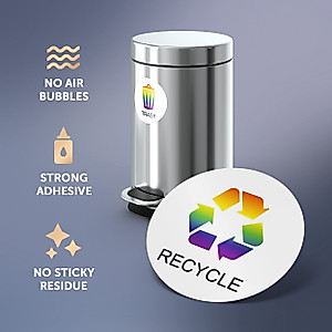 VBAP CORP Recycle Trash Bin Sticker - (Pack of 4) 3" Round Logo Sign Decal Labels Self-Adhesive Vinyl Laminated. Waterproof Indoor and Outdoor (Rainbow)…