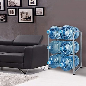 KAX 5-Gallon Water Bottle Holder 6 Trays Water Jug Rack 3-Tier Water Bottle Rack Reinforced Steel Rack for Water Storage Water Bottle Storage Rack for 6 Bottles, Black