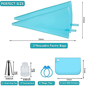 Piping Bags and Tips Set, Cake Decorating Supplies for Baking with Tips and Reusable Pastry Bags, Silicone Rings,Standard Converters,Cake Decorating Tools for Cookie Icing Cakes Cupcakes