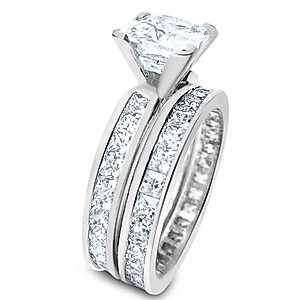 His Hers TRIO Sterling Silver Wedding Ring Set 3 PCS Matching Wedding Bands Him Her Bride Groom Couples 9/6