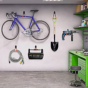 ZNCMRR 10 Pack Steel Garage Storage Utility Double Hooks, Heavy Duty Wall Hooks for Organizing Various Tools, ladders,Bulk Items, Bikes, 5 Sizes