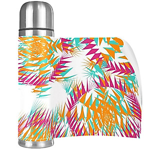 Stainless Steel Leather Vacuum Insulated Mug Abstract Texture Thermos Water Bottle for Hot and Cold Drinks Kids Adults 16 Oz