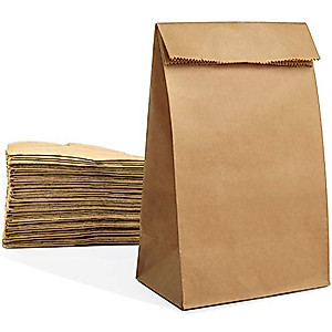 100 Large Paper Grocery Bags, 12x7x17 Kraft Brown Heavy Duty Sack for Recycling