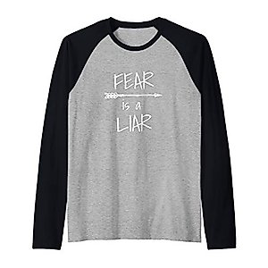 Inspirational Fear Is A Liar 1 John 4:18 Christian Faith Raglan Baseball Tee