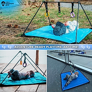 Portable Baby Play Mat for Travel and Outdoor Adventures, Easily Packs Into Stuff Sack, Packable Activity Gym and Tummy Time Mat, Lay and Play Adventure Mat