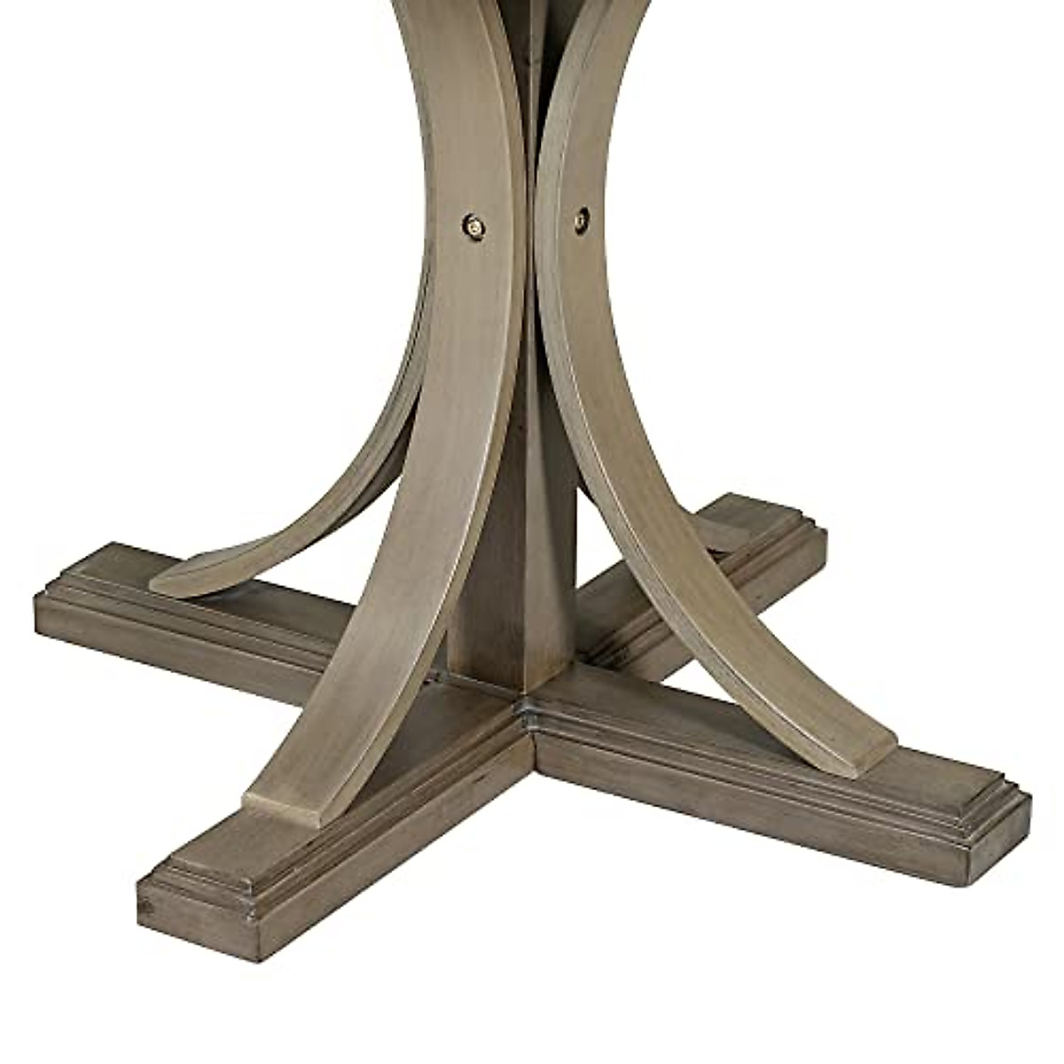 Goozio 5-Piece Retro Round Dining Table Set with Curved Trestle Style Legs and 4 Upholstered Chairs for Kitchen Room, Taupe