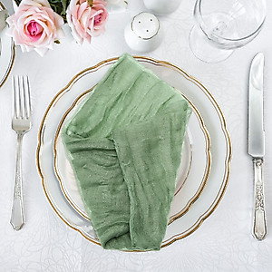 Gauze Cheesecloth Napkins Wrinkled Dinner Napkins Soft Cotton Table Napkins Decorative Cloth Napkins for Weddings Parties Family Everyday Use, 20 x 20 Inch (Sage Green, 12 Packs)