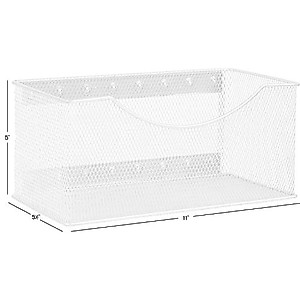 YBM HOME Mesh Magnetic Storage Basket Organizer with Extra Strong Magnets Holds Your Whiteboard and Locker Accessories, Perfect as Marker and Pencil Holder for Office, (1, Large) White