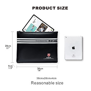 KUIJA Fireproof Document Bag 2000°F, 13.4"x9.4" Fireproof Waterproof Document Bag, Fireproof Money Bag，Fireproof Secure Storage Pouch with Zip, Fireproof Bags for Cash and documents