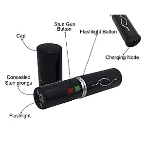 Super Heavy Duty Stun Gun for Self Defense with Bright Led Flashlight, Rechargeable Battery, Nylon Holsters with Belt Loop for Easy Cary (Black B)