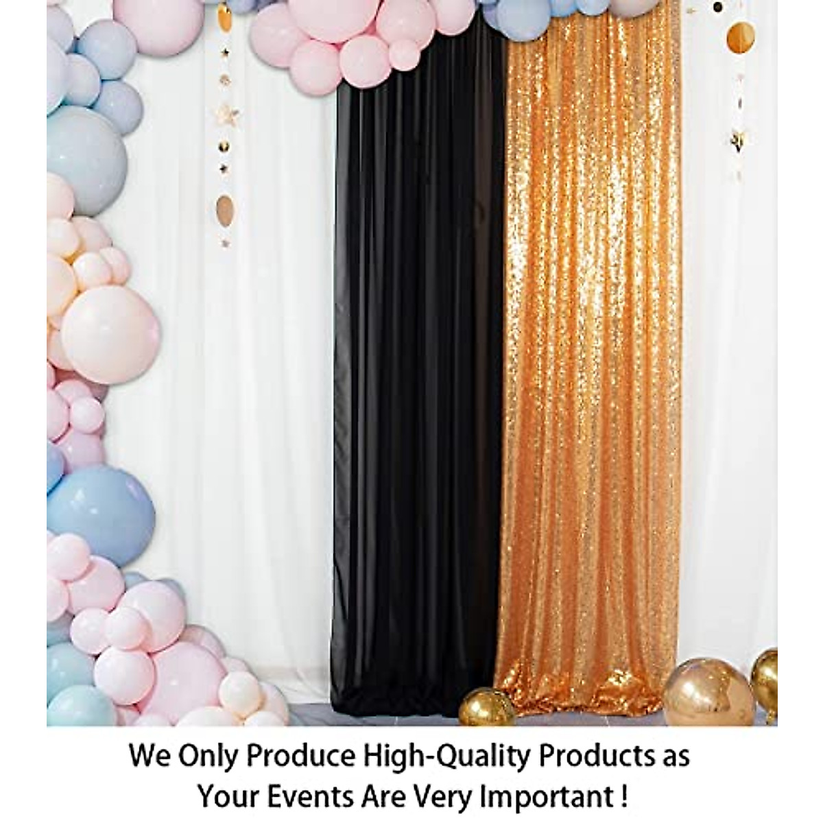 Sequin Curtains Backdrop Gold 2FTx8FT 1PC Sequin Photo Backdrop Shimmer Curtains for Backdrop 2FTx8FT Gold Curtain 1 Panel