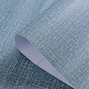 Yija Self-Adhesive Linen Blue Pattern Waterproof Shelf Drawer Liner Cabinet Sticker，Wallpaper 15.6Inch by 98Inch