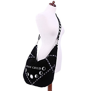 Restyle Moon Child Velvet Hobo Gothic Punk Occult Wicca Day Crossbody Bag Sack