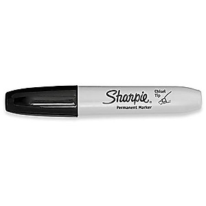 Sharpie Chisel Tip Permanent Markers; Proudly Permanent Ink Marks On Paper, Plastic, Metal, and Most Other Surfaces; Remarkably Resilient Ink Dries Quickly and Resists; Black; Pack of 12 (38201)