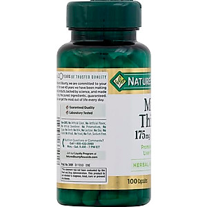 Nature's Bounty Milk Thistle, Herbal Health Supplement, Supports Liver Health, 175mg, 100 Softgels