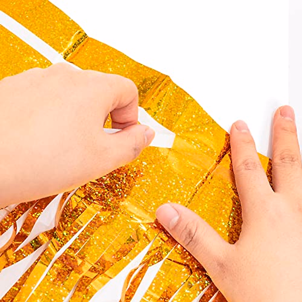 Gold Fringe Curtain Tinsel Backdrop - GREATRIL Foil Fringe Curtain Party Decor Streamers for Birthday Christmas New Year Graduation Theme Party Decorations Pack of 2