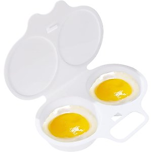 Egg Poacher, Microwave Egg Boiler Poacher, Microwave Egg Poacher, 2 Cavity Nonstick Poached Egg Maker With Lid, Egg Poacher Microwave Egg Cooker, Double Drain Poached Egg Cups Cookware(ZS249)