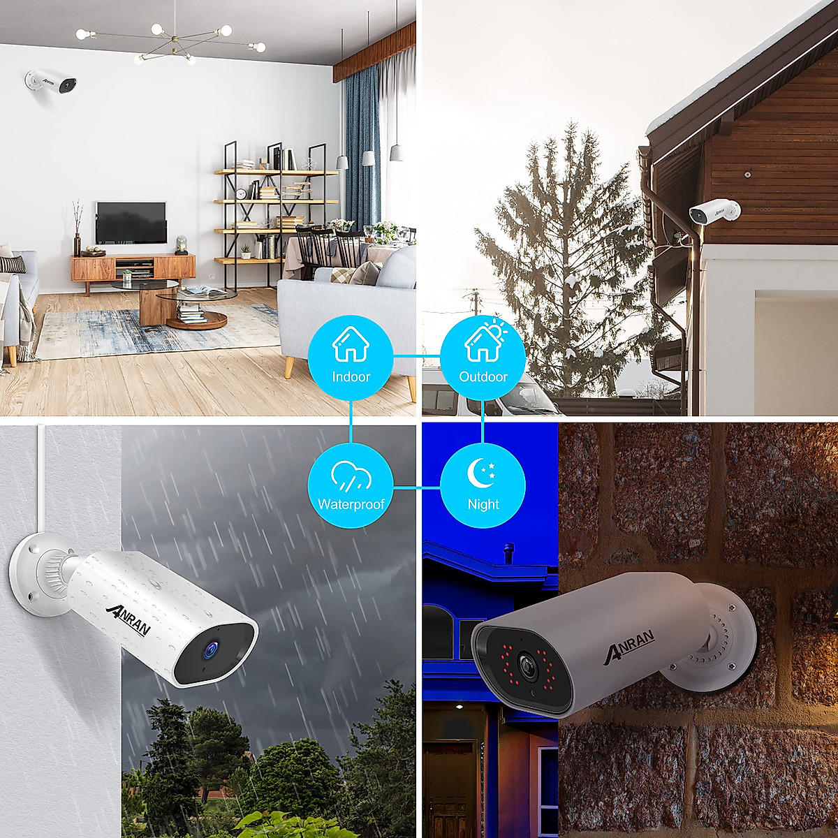【5MP Lite DVR】8CH Wired outdoor Security Camera System with 8pcs 1080P HD Waterproof Surveillance Home Cameras, Easy Setup, Clear Night Vision, Motion Detection, Remote Access,1TB Hard Drive Included