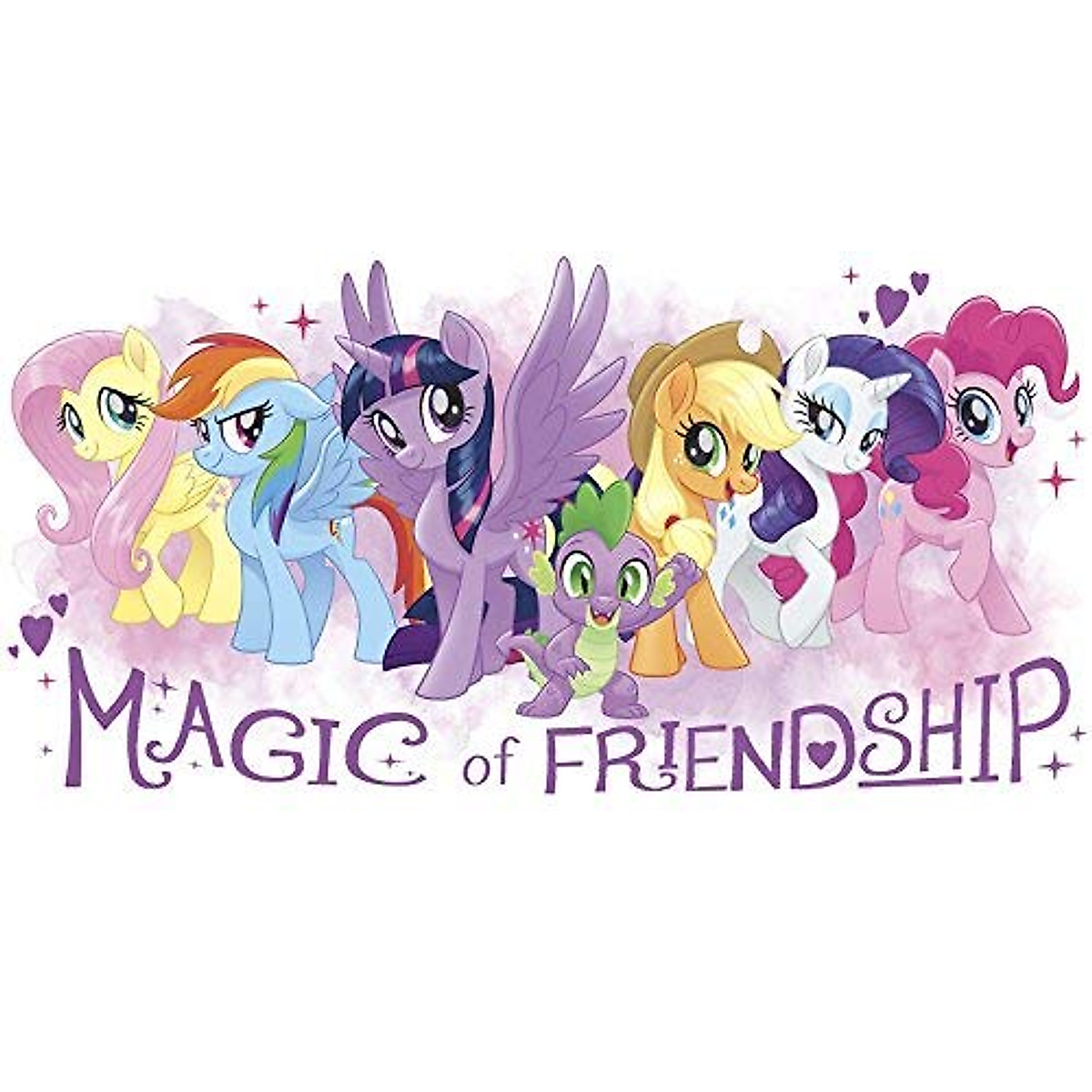 17 Inch Rainbow Dash Twilight Sparkle Apple Jack Rarity Pinky Pie Fluttershy Spike Wall Decal Sticker MLP The Movie Removable Art Home Decor 17 by 8 1/2 inch Magic of Friendship
