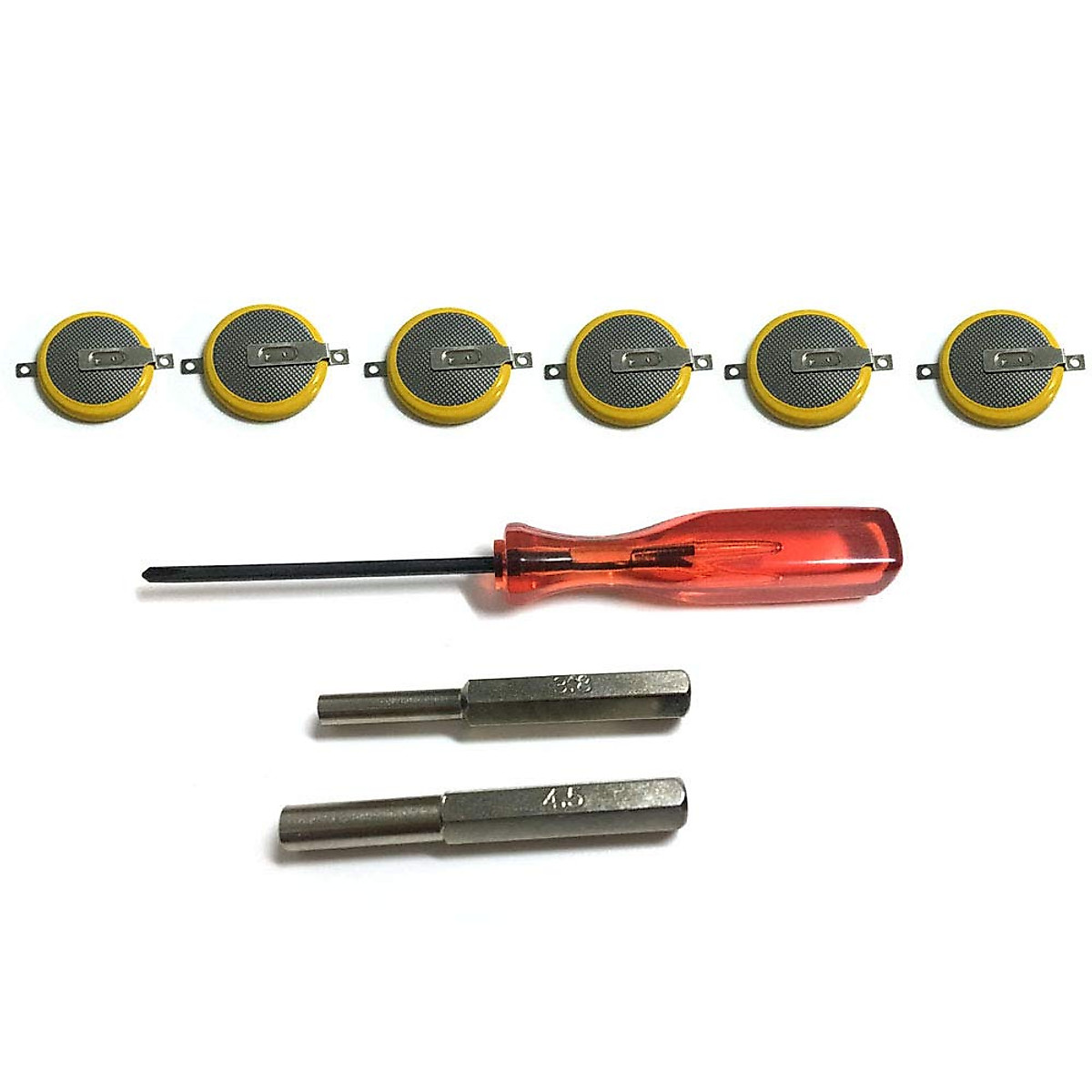 CR1616 Lithium Batteries, 6 Pack CR1616 Batteries with Tabs Bundled with 3.8mm, 4.5 mm, and Triwing Screwdriver Set - Replacement 3v Lithium Battery Set for Game Boy, GBA, and Color