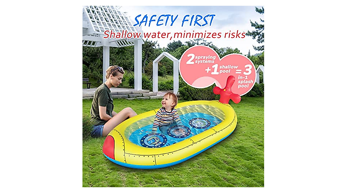 Josen Splash Sprinkler Pool for Kids - Outdoor & Indoor Water Fun