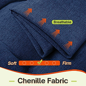 RULAER Indoor 18x18x3.5inch Chair Cushions Blue Tufted Double Piping with Straps Patio Seat Cushion No-Faded Thickened Puffy Dining Chair Pads,Set of 2