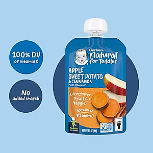 Gerber Baby Food Pouches, Toddler 12+ Months, Apple Sweet Potato, 3.5 Ounce (Pack of 12)