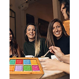 BLUE RIBBON Stash Tea Bags Sampler Assorted Tea Bags in Bamboo Gift Box (80 Count) 30 Flavors Gifts For Women Men Family Friends Coworkers