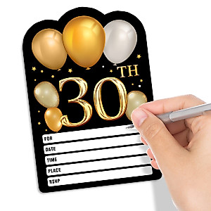 Simimi art 30 Gold Glitter 30th Birthday Party Invitations cards with Envelopes