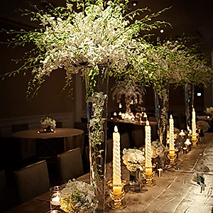 48 Pieces Glass Taper Candle Holders 2.5 Inch Clear Glass Taper Candlestick Holders Bulk Elegant Glass Candle Holders for Table Centerpiece Wedding Christmas Thanksgiving Party Decor (Gold)