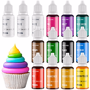 14 Food Coloring Set, Liquid Vibrant Food Color Tasteless Food Dye for Baking, Icing, Cake Decorating, Fondant, Easter Egg, Slime Making DIY Supplies Kit - 0.35 Fl. oz (10 ml)/Bottles