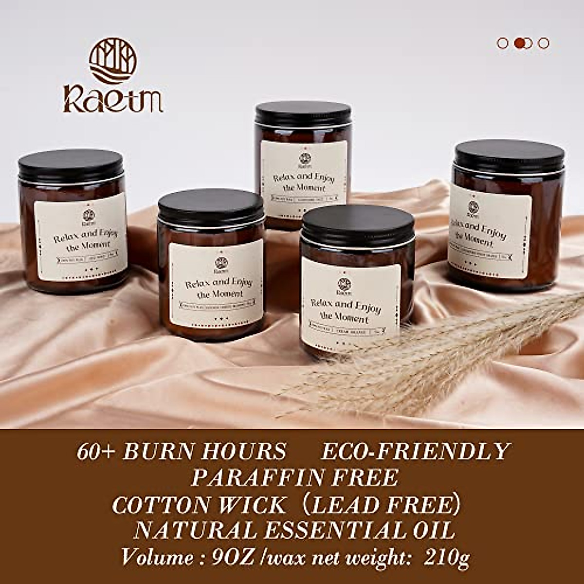 Raetm Sandalwood Sweet Orange Scented Candles, Natural Soy Candle for Home Scented, Hand-Poured Aromatherapy Candles Gifts for Women, Men, Ideas for Birthdays, Holidays, Relaxation (9oz)