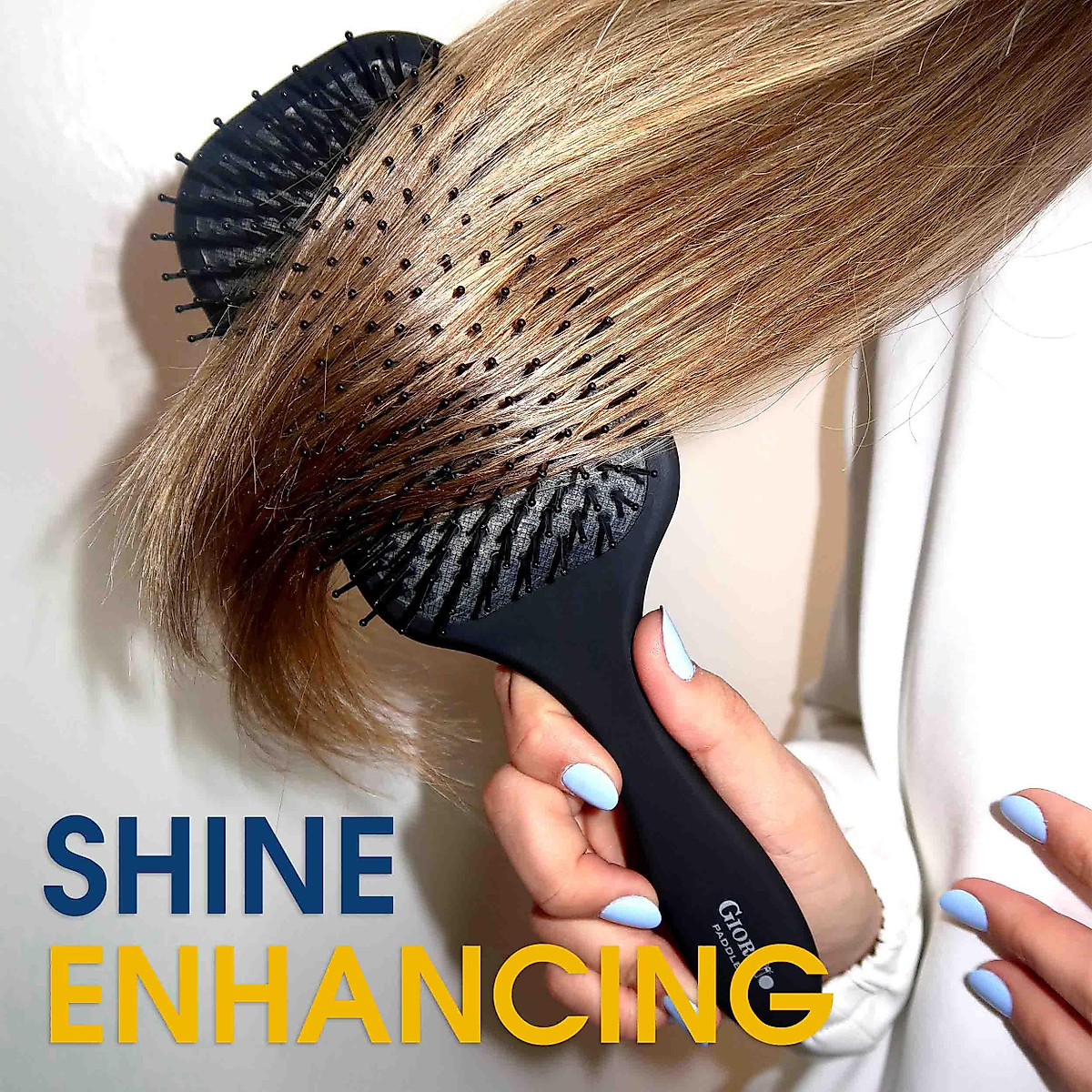 Giorgio Detangling Paddle Brush - Large Air Cushion Paddle Brush with Ball Tip Tourmaline Bristles-Anti Static Paddle Brush for Men and Women Hair Care,Wet or Dry, Hair Styling Tool for Blow Drying