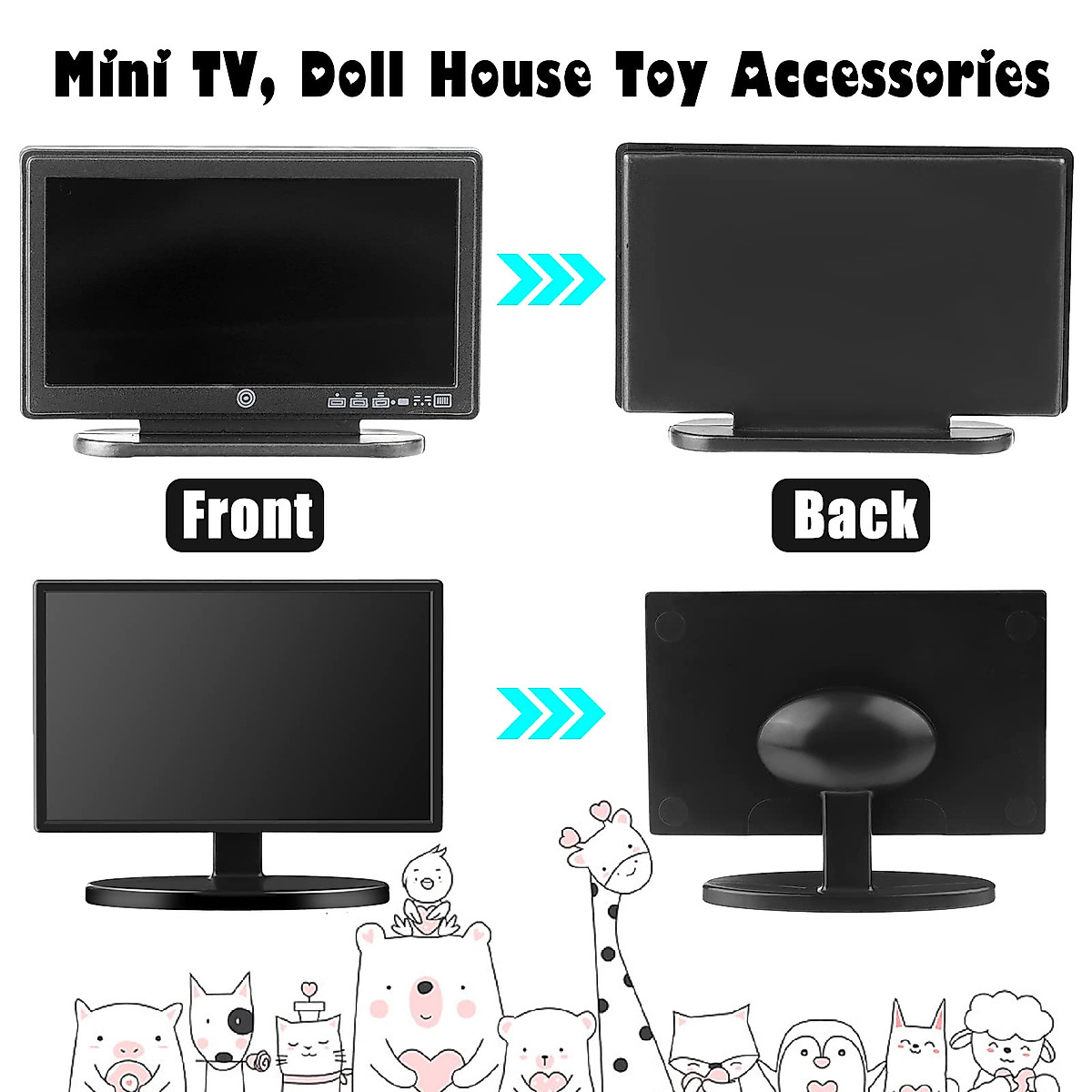 2 Pieces Dollhouse Miniature Furniture 1:12 Doll House Miniature TV Television with Remote Control Dollhouse Mini Model Toy Dollhouse Mini Decoration Accessories