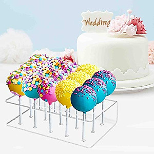 Yookat 2 Pack Acrylic Lollipop Holder Acrylic Cake Pop Stand 50PCS Clear Treats Bags 50PCS Lollipop Sticks and 50PCS Gold Metallic Twist Ties for Candy Cake Pop Sticks Making Tools