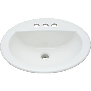 PROFLO PF19164WH PROFLO PF19164 Rockaway 19" Oval Vitreous China Drop In Bathroom Sink with Overflow and 3 Faucet Holes at 4" Centers