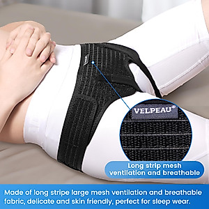VELPEAU Hernia Belt for Men & Women - Bilateral/Double Inguinal, Groin Hernia Support Truss Underwear Briefs, Pain Relief Recovery Adjustable Strap with 2 Removable Medical Compression Pads (Black, L)