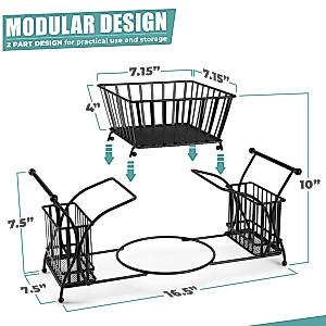 Sorbus Utensil Caddy — Use For Napkin, Cutlery, Plate Holder — Stackable Flatware Caddy, Tabletop Organizer — Ideal for Dining Table, Party, Buffet, Kitchen, Entertaining (Black)