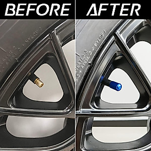 JUSTTOP 4PCS Car Tire Valve Stem Caps, Air Caps Cover, Universal for Cars, SUVs, Bike, Trucks and Motorcycles, Car Wheel & Tire Exterior Accessories-Deep Blue