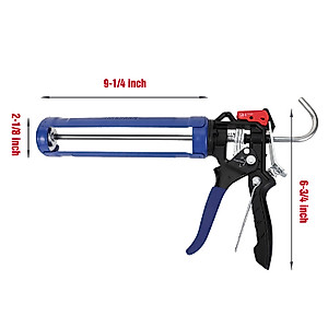 WORKPRO Caulking Gun, Adjustable Hand Caulk gun, No Dripping Regulating, Sealant Silicone Gun with Comfort Grip, 9:1 & 18:1 Thrust Ratio, Smooth Round Rod for 10oz Caulk tubes