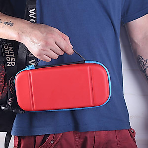 GOMDA Switch Carry Case Compatible - with 20 Games Cartridges and Support Bracket- Protective Hard Shell Travel Carrying Case Pouch for Nintendo Switch Console & Accessories,Blue Red