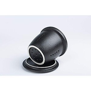 iHarbort Tea Cup with Sandalwood handle, 13 oz, Ceramic Tea Mug with Porcelain Infuser and Lid for Hot Tea or Coffee, Gift Set, 1-Pack (Matte Grey)