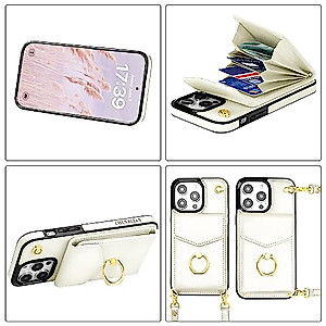 Wallet case for iPhone 13 pro max,iPhone 13 pro max case with Card Holder,iPhone 13 Pro Max Crossbody case,iPhone 13 pro max Leather case, Designed for Apple iPhone 13 pro max Case,6.7 Inch-Beige